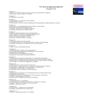 To kill a mockingbird Vocabulary | PDF