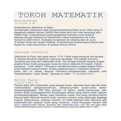 Tokoh matematik | DOCX