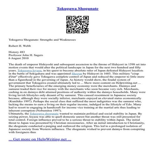 Tokugawa Shogunate | PDF