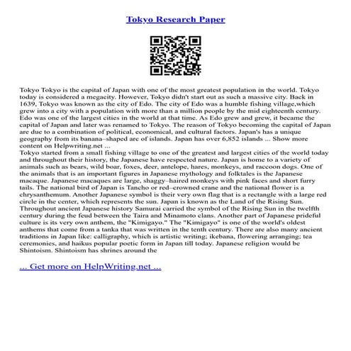 Tokyo Research Paper | PDF | Business | Business and Finance