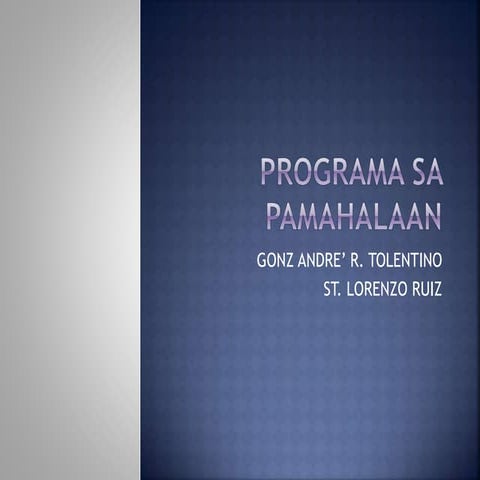 Tolentino slr programa ng pamahalaan | PPT