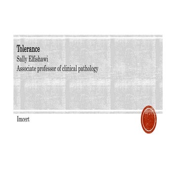 Immunological tolerance and mechanisms involved | PPTX