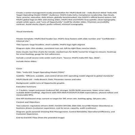 India KYC Target Operating Model (TOM) for MUFG Bank Ltd – India Branch ...