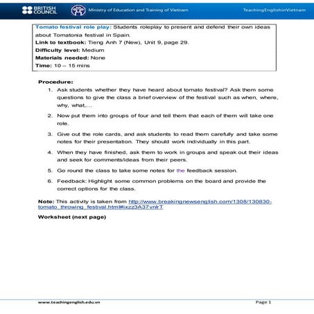 Tomato festival role_play | DOCX