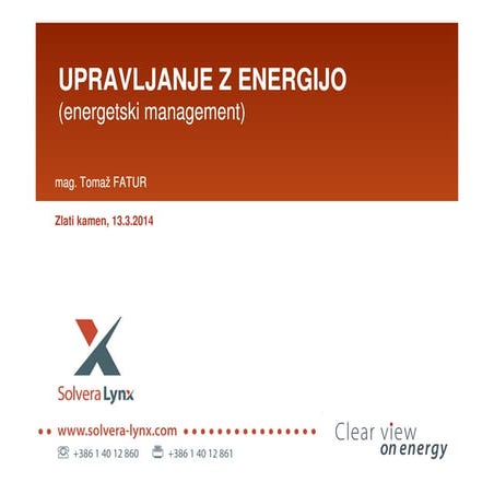 Upravljanje z energijo - Energetski management (Solvera Lynx) | PDF