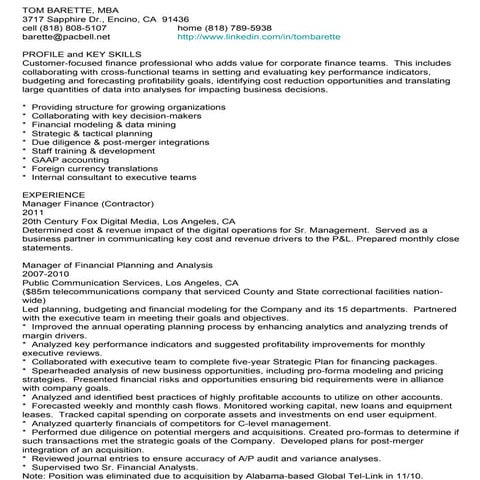 Tom barette resume in pp | PPT