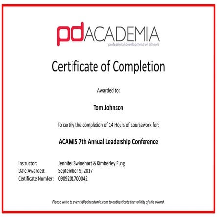 ACAMIS Certificate | PPT