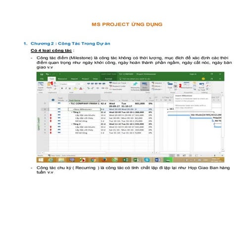 Tom luoc bai giang ms project (chuong 2 cong tac) | PDF