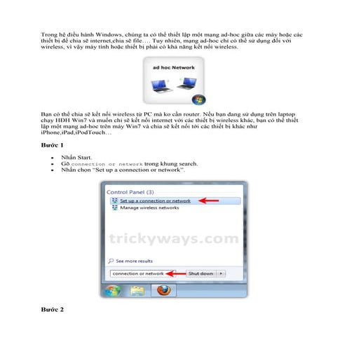 Tạo mạng adhoc trên win7 | DOCX