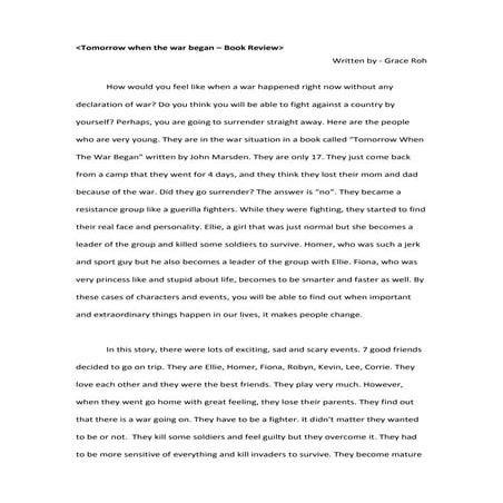 Tomorrow when the war began – book review | DOCX