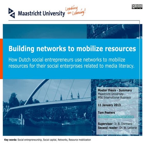 Peeters (2013) Master thesis: Building networks to mobilize resources | PPT