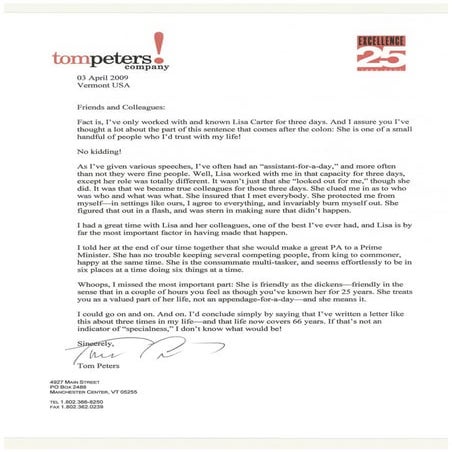 Tom Peters Testimonial | PDF