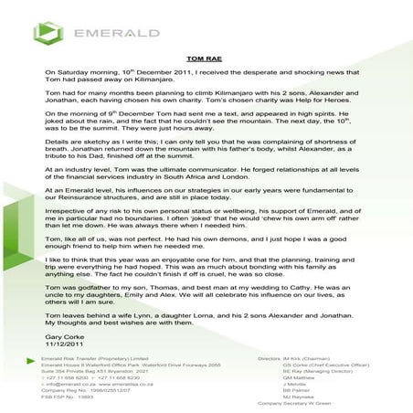 Tom Rae sadly passes on | PDF