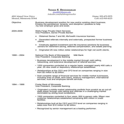 Tom Resume 9 02 09 (2) | DOC | Business Banking & Finance | Business