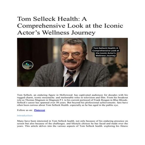 Tom Selleck Health: A Comprehensive Look at the Iconic Actor’s Wellness ...