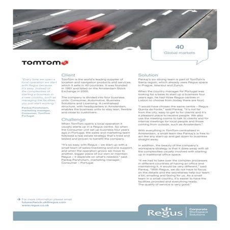 Regus Customer Case Study: TomTom | PDF