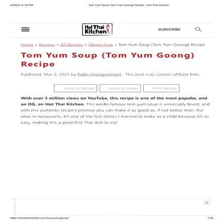 Tom Yum Goong - Sour & Spicy Lemongrass Shrimp Soup Recipe.pdf