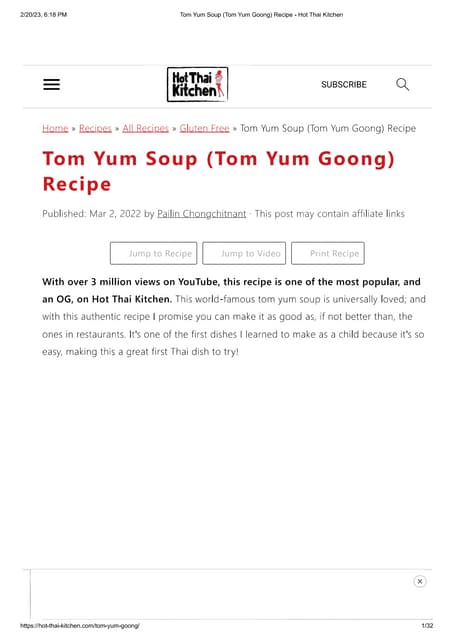Tom Yum Goong - Sour & Spicy Lemongrass Shrimp Soup Recipe.pdf