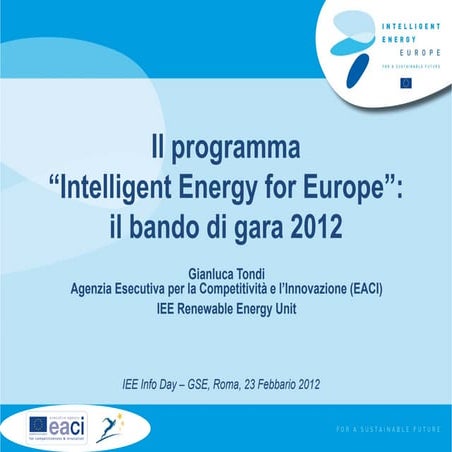 Il programma “Intelligent Energy for Europe”: il bando di gara 2012 ...