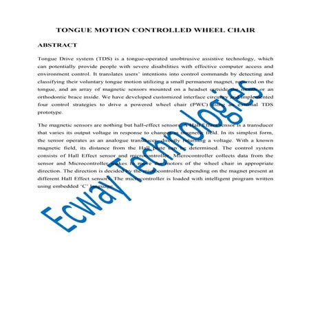 Tongue motion controlled wheel chair | DOC