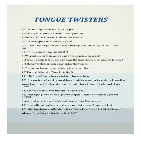 Tongue twisters | PDF