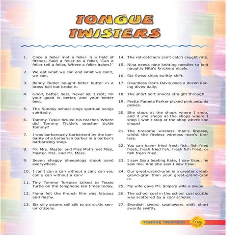 Tongue twisters | PDF