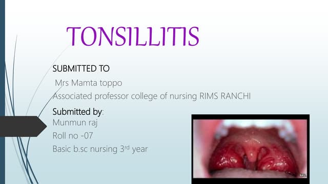 Nursing Management Of The Patient With Tonsillitis Ppt Pptx