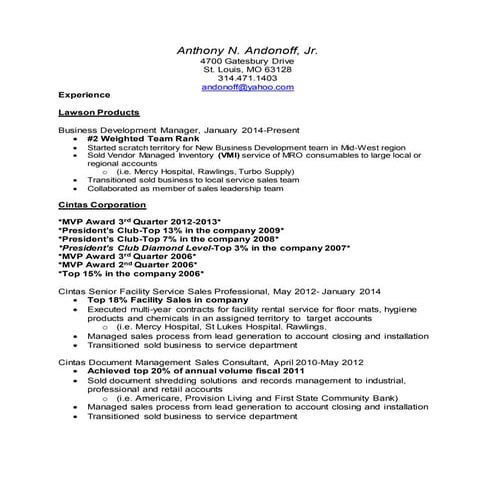 Tony 1 resume nov 2015 | PDF