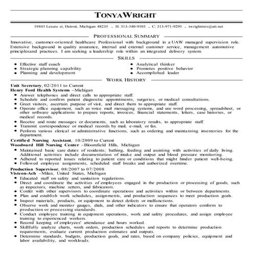 Tonya wright resume 1 | DOCX | Human Resources | Business