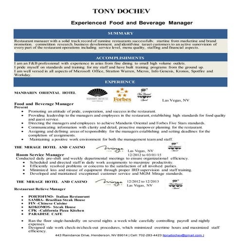 Tony Dochev resume 2015 | PDF