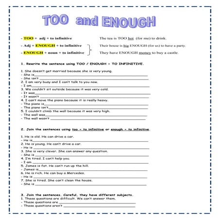 Too and enough | PDF