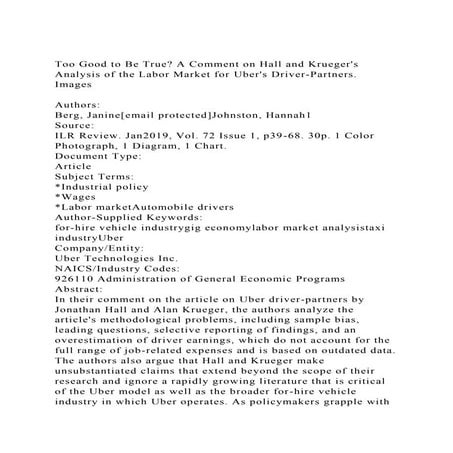 Too Good to Be True A Comment on Hall and Kruegers Analysis of t.docx