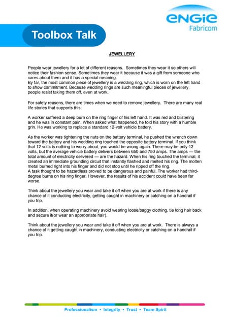 TOOLBOX TALK | lifting & rigging operations | PDF