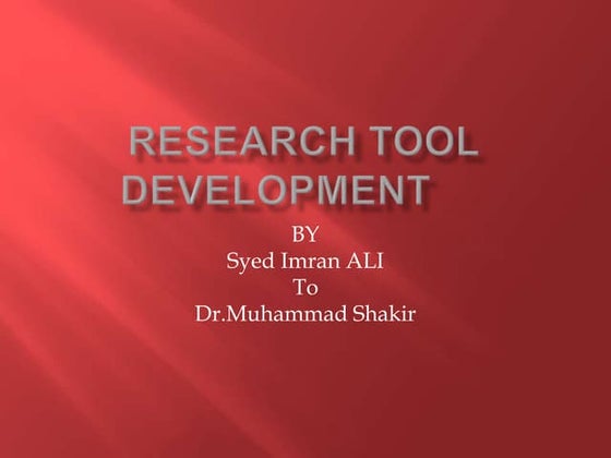 Development of assessment tools | PPT