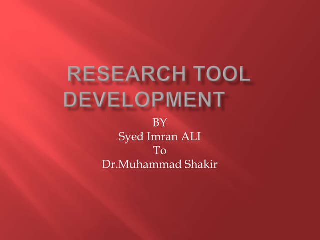 Development of assessment tools | PPTX