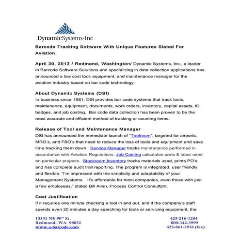 Tool, equipment, and maintenance manager for aviation | PDF