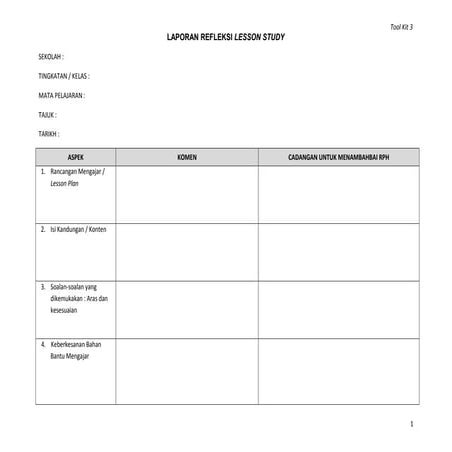 Tool kit ls 3 laporan refleksi | PPT