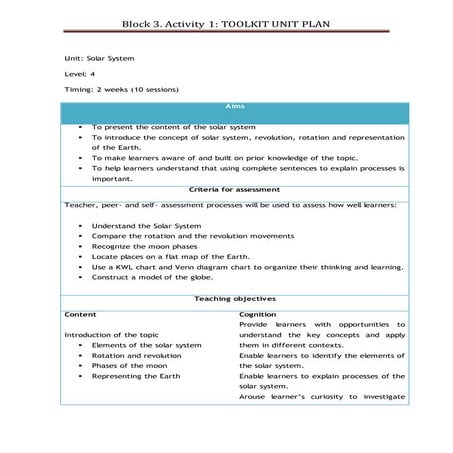Toolkit unit plan | PDF