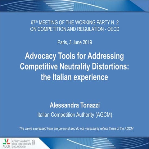 Tools for Addressing Competitive Neutrality – Italy – June 2019 OECD ...