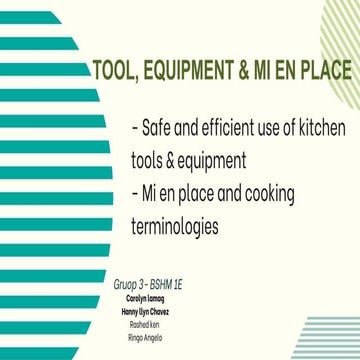 TOOLS AND EQUIPMENT for food preparation | PPTX