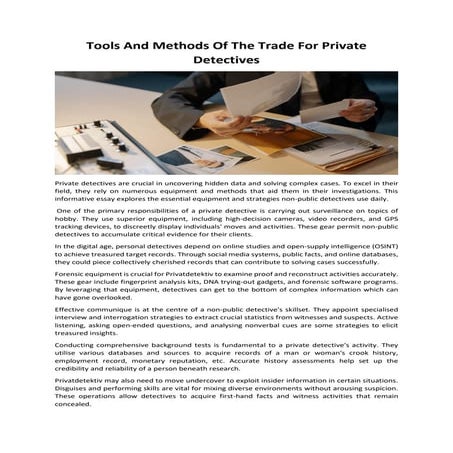 Tools And Methods Of The Trade For Private Detectives | PDF