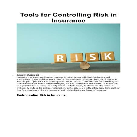 5 Tools for Controlling Risk in Insurance | Enterprise Wired | PDF