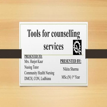 Tools for counselling services | PPTX