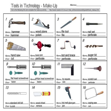 Tools makeup worksheet | PDF