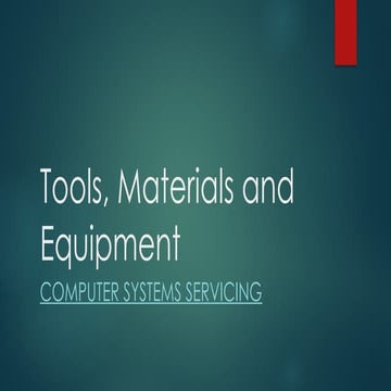 Tools, Materials and Equipment needed in CSS | PPTX