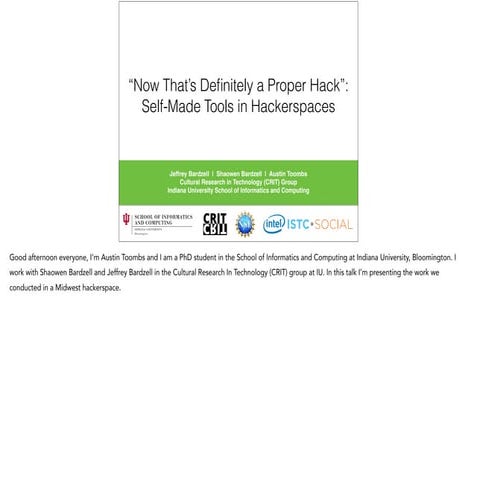 "Now That's Definitely a Proper Hack": Self-Made Tools in Hackerspaces ...