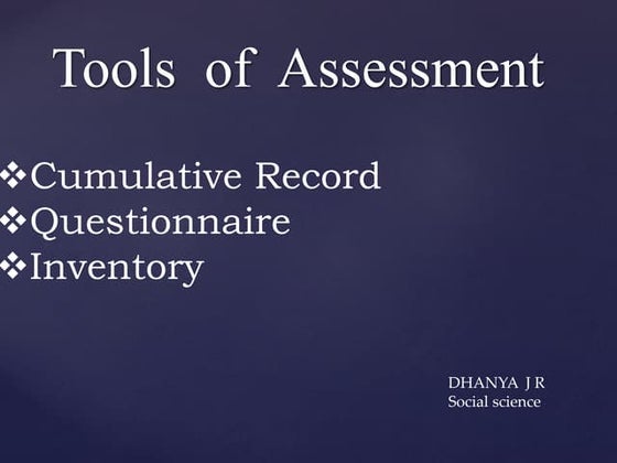 Tools of assessment | PDF