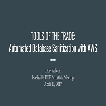 Automated Database Sanitization With Aws Ppt