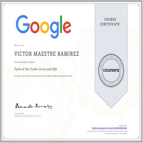 Tools of the Trade: Linux and SQL - Google Certificate | PDF