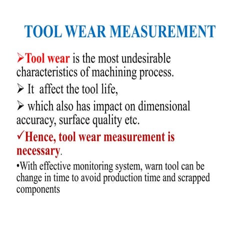 Tool wear measurement | PPTX
